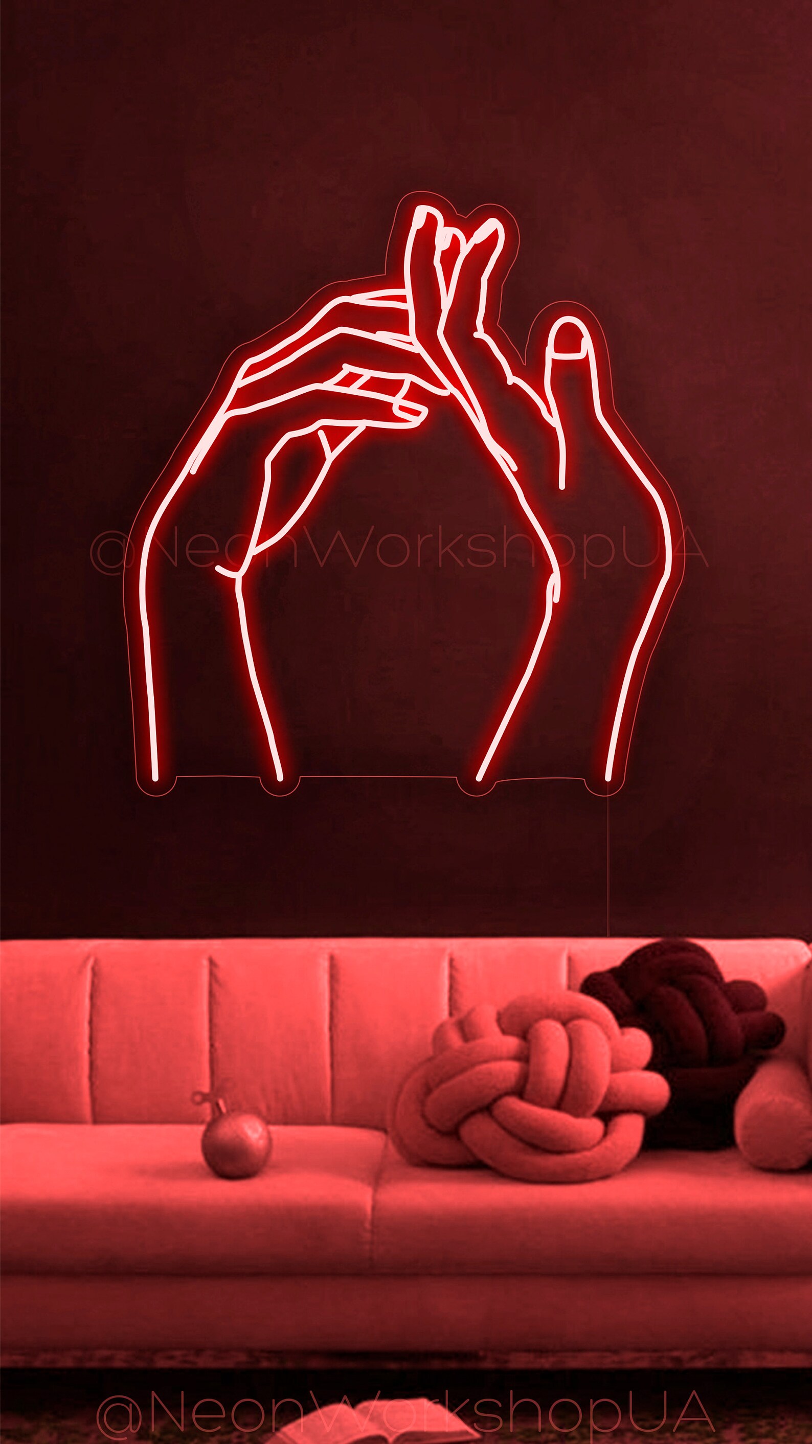 Hands up LED Neon Sign / Abstract Hands Lines Neon Sign | Etsy