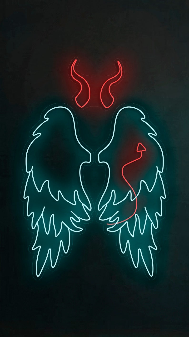 Angel and Devil LED Neon Sign / Wall Decor Angel and Demon - Etsy
