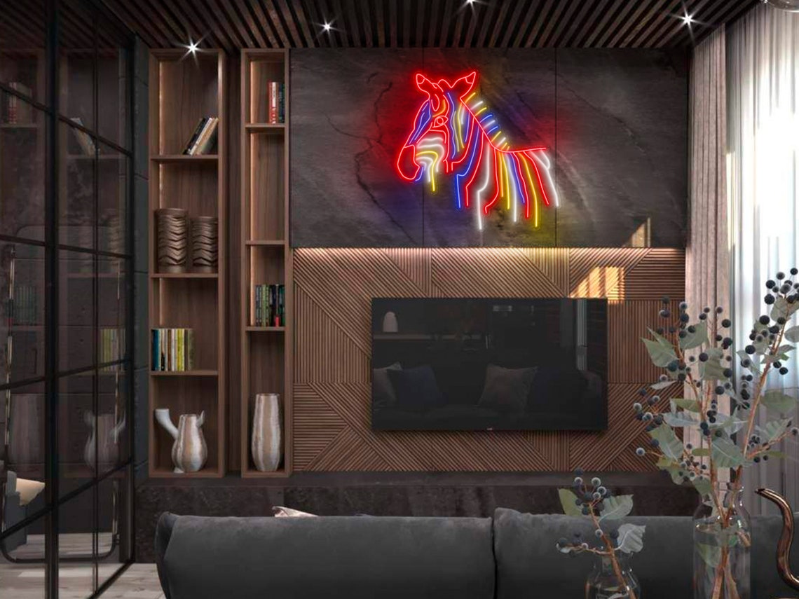 Zebra LED Neon Sign Bedroom Neon Sign Shop Decor Custom - Etsy