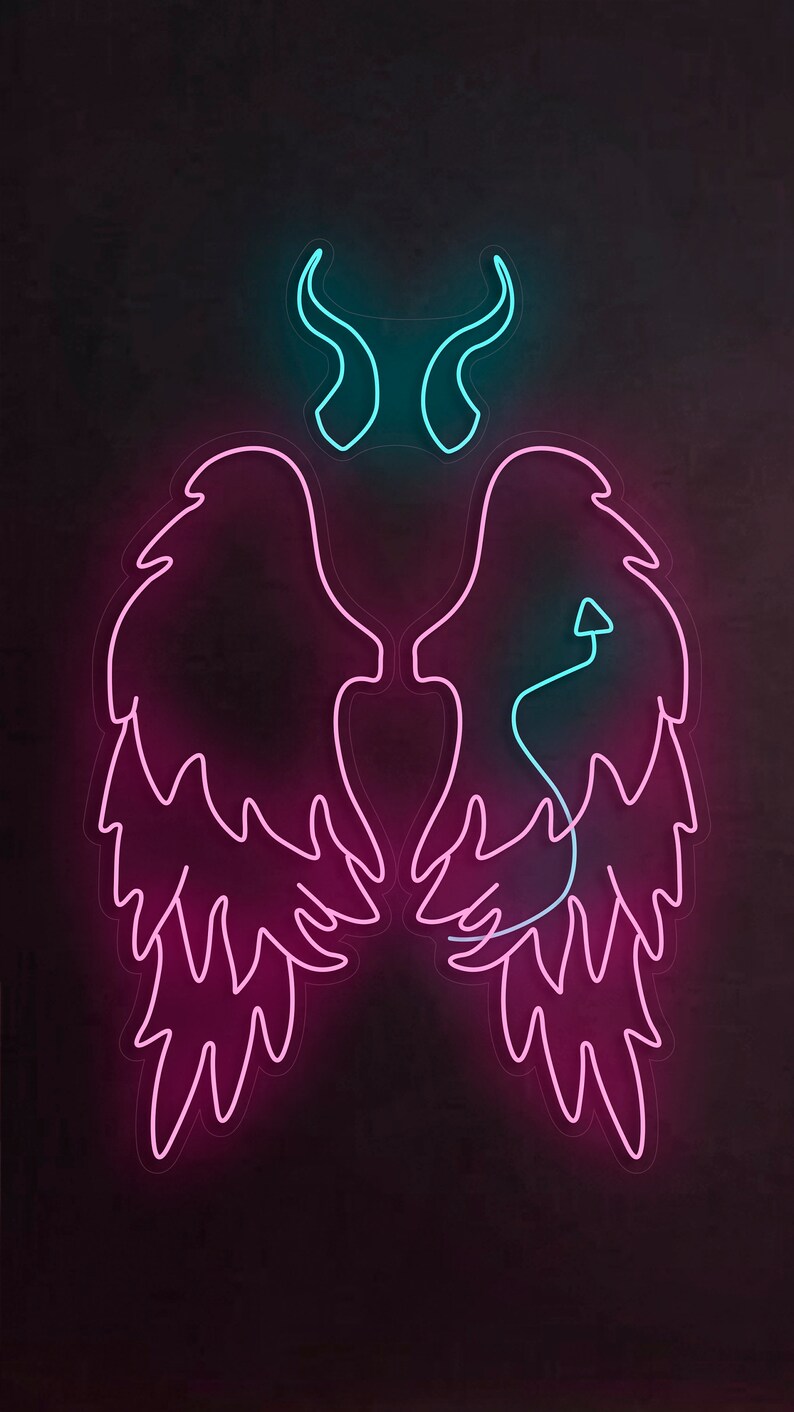 Angel and Devil LED Neon Sign / Wall Decor Angel and Demon - Etsy