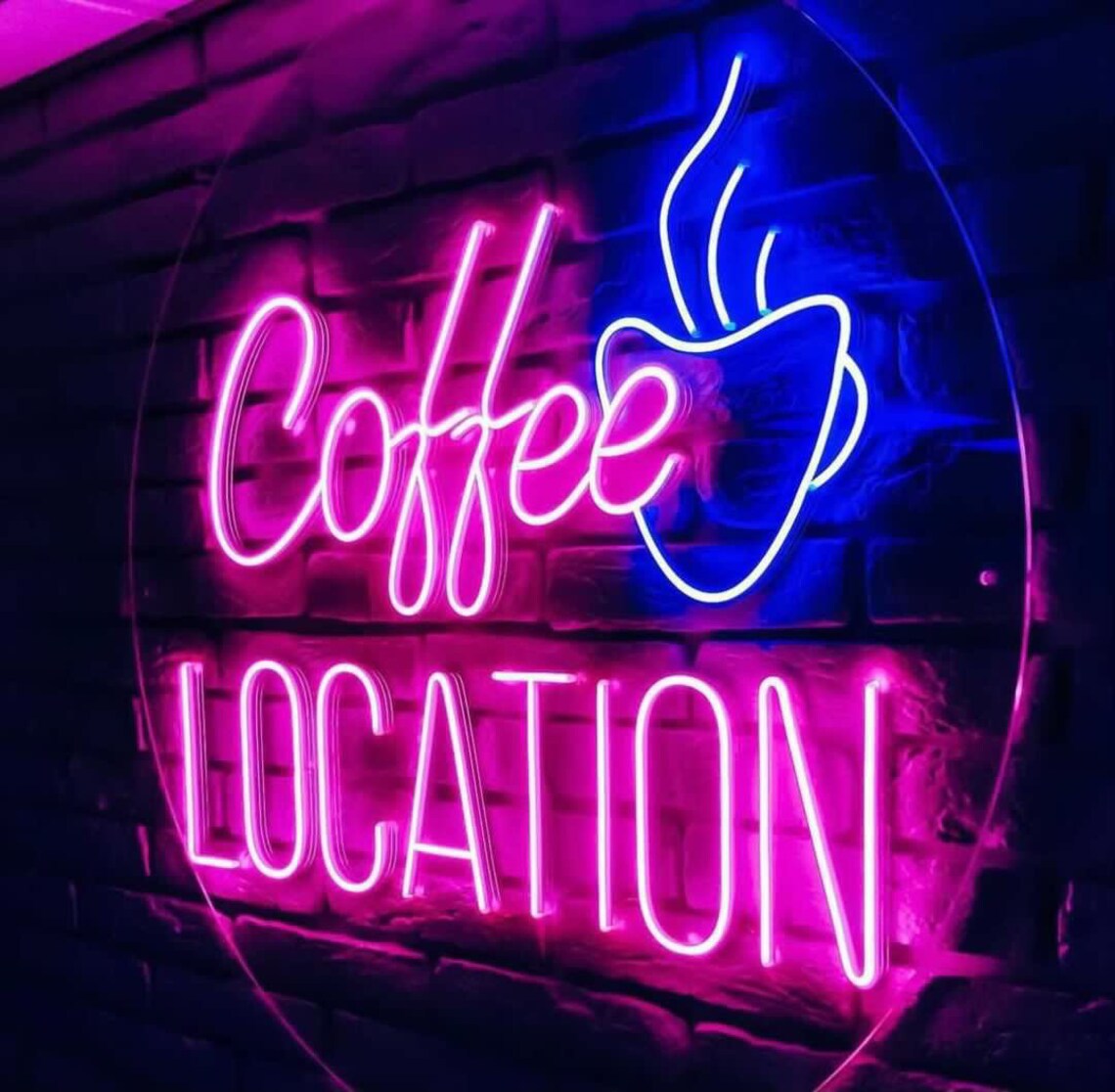 Coffee Location LED Neon Sign Coffee House Lightning Coffe - Etsy