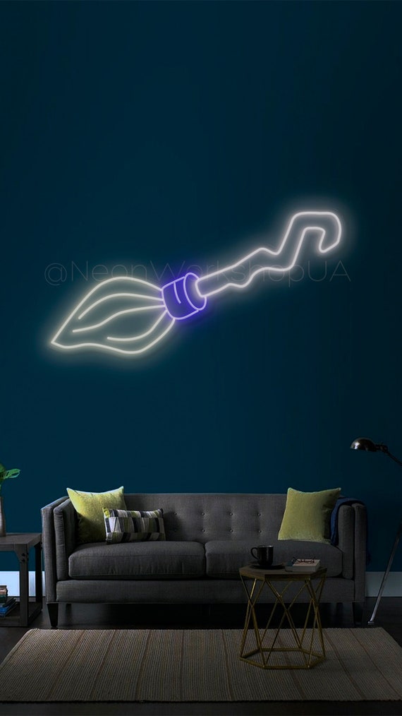 Broom LED Neon Sign Witch Broom Neon Light Halloween Led - Etsy