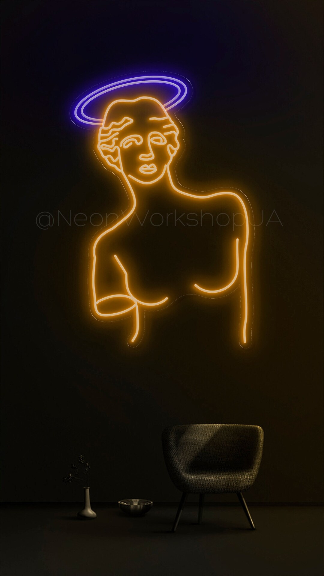 Aphrodite With Halo LED Neon Sign, Elegant Greek Goddess Neon, Glowing ...