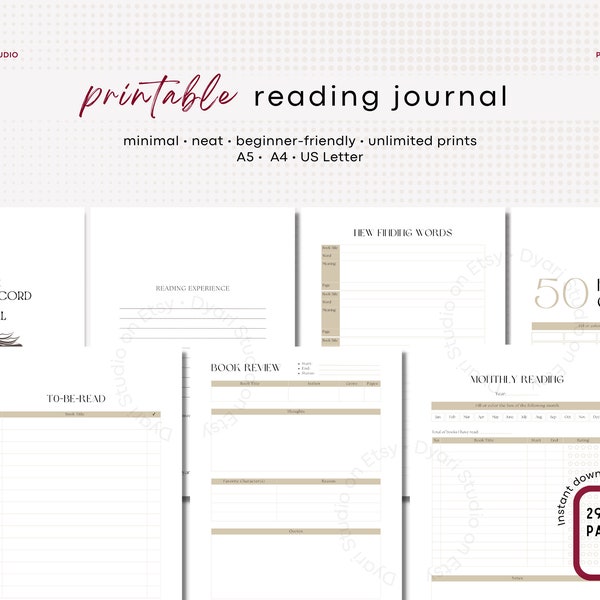 Reading Journal Printable A5 - Etsy