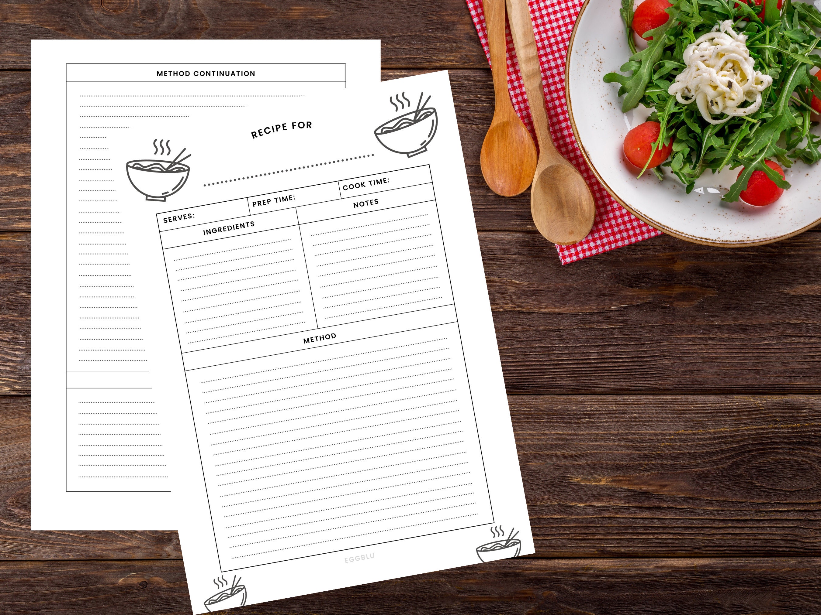 Printable Recipe Template Ready-to-print PDF Includes 3 Paper Sizes: US ...