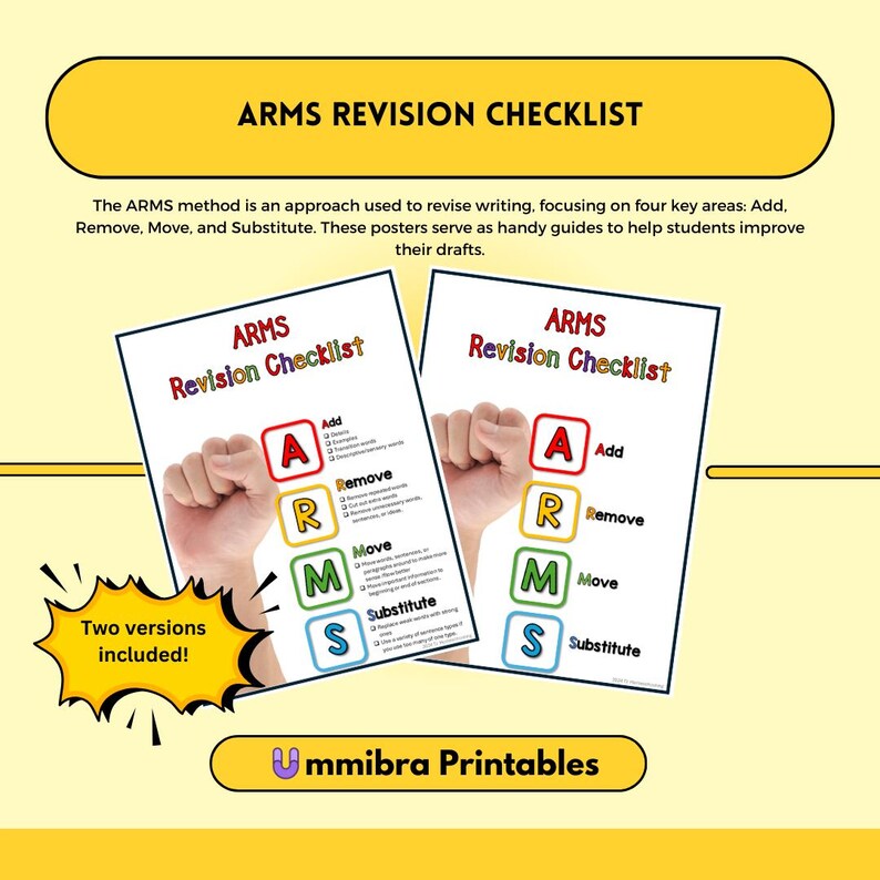 Revising & Editing Checklists for Students | ARMS Revision | CUPS ...