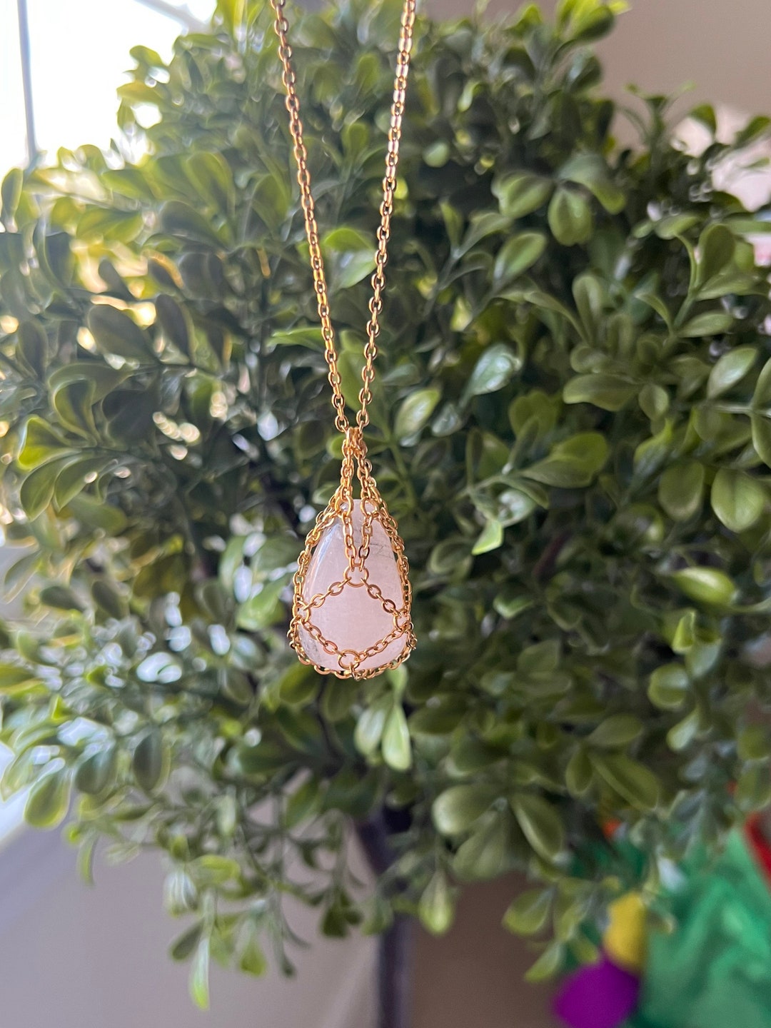 Gold Chain Pouch Necklace: Interchangeable Crystal Gemstone Holder - Etsy