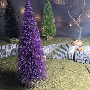 Miniature Glitter Brush Trees (set 4), Village Trees, Spooky Trees ...