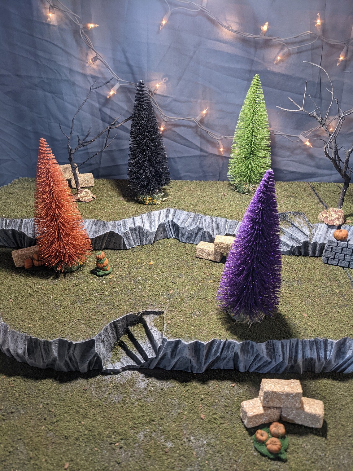 Miniature Glitter Brush Trees (set 4), Village Trees, Spooky Trees ...