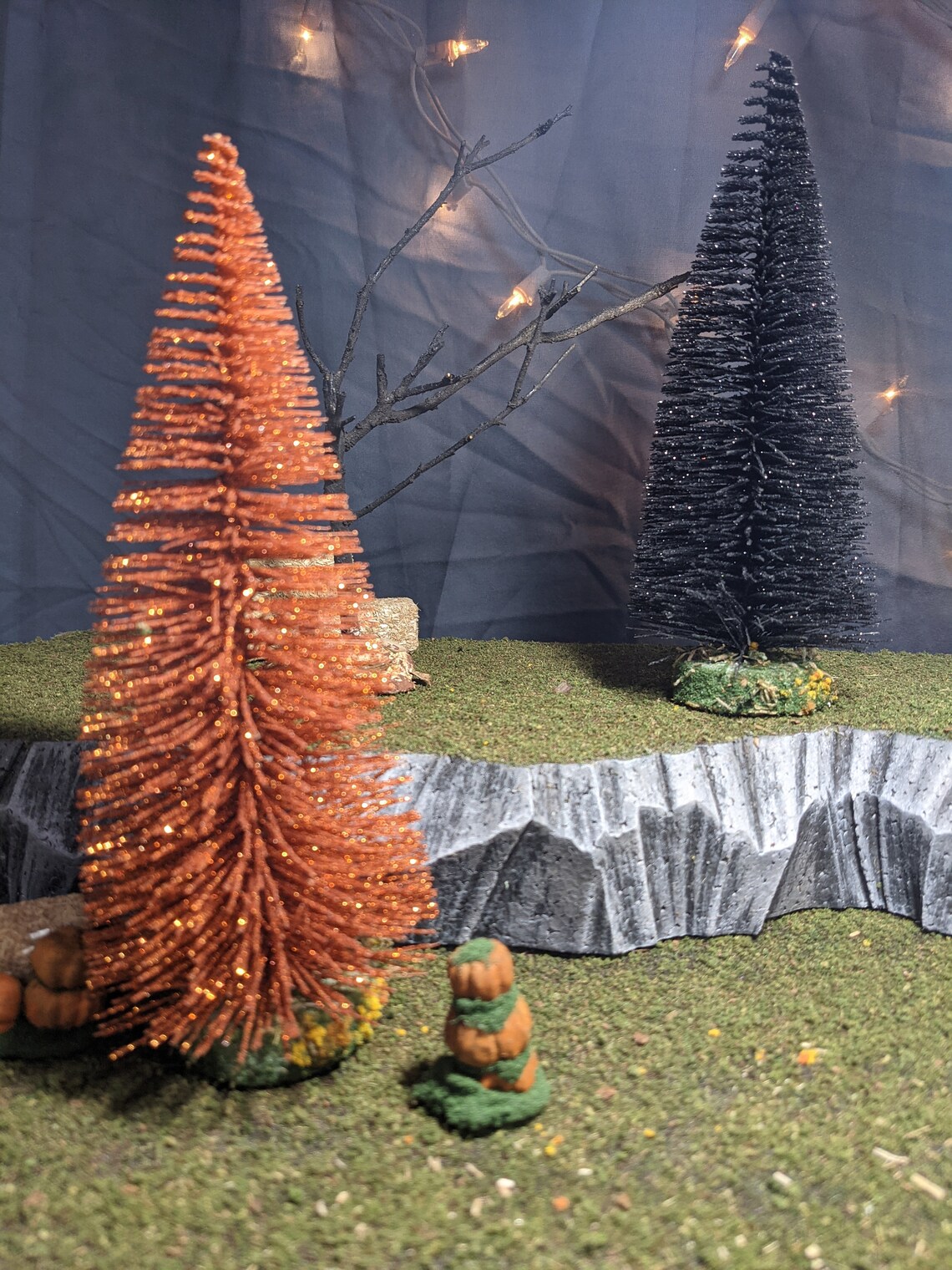 Miniature Glitter Brush Trees (set 4), Village Trees, Spooky Trees ...