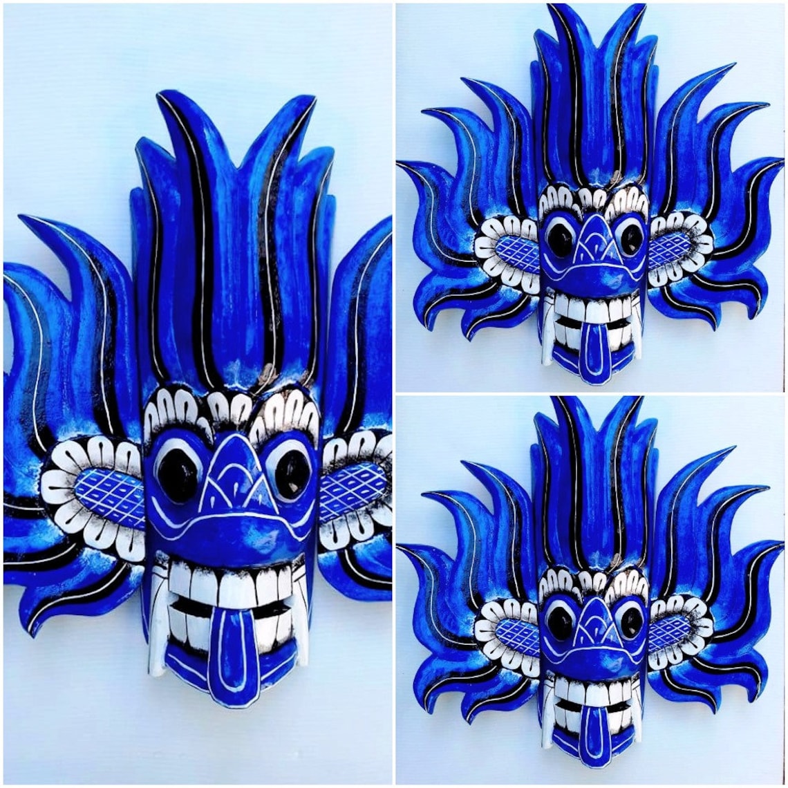 Raksha mask Wooden 16 inches Hand Craved Sri Lankan | Etsy