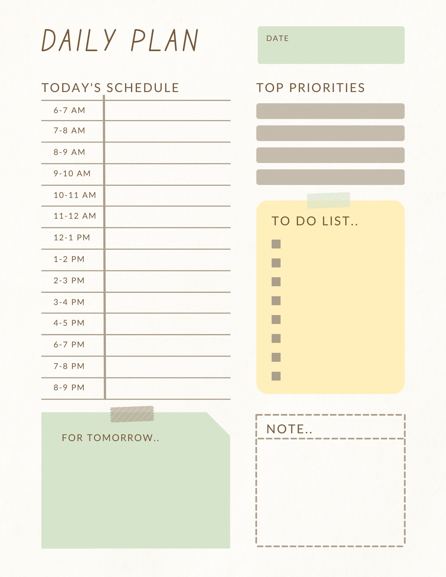 Daily Planner, Printable, Instant Download, Daily to Do List, Minimal ...