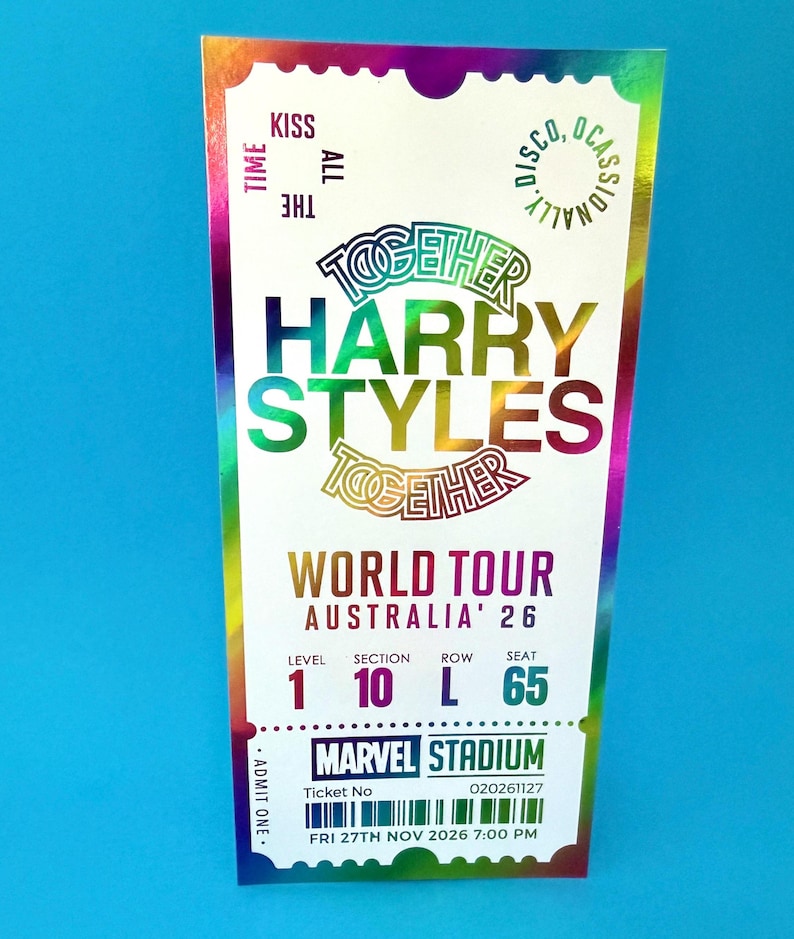 Personalised Harry Styles Foil Concert Ticket, Scrapbook Keepsake ...