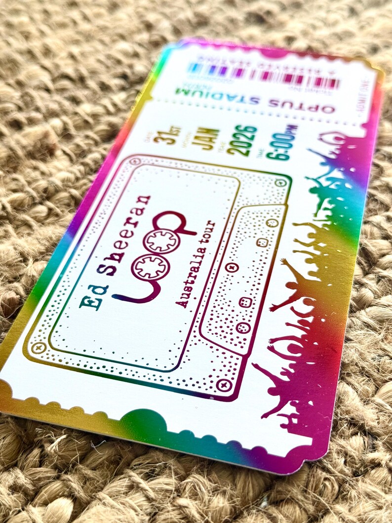 Personalised Foil Concert Ticket Ed Sheeran Loop Tour, Scrapbook ...