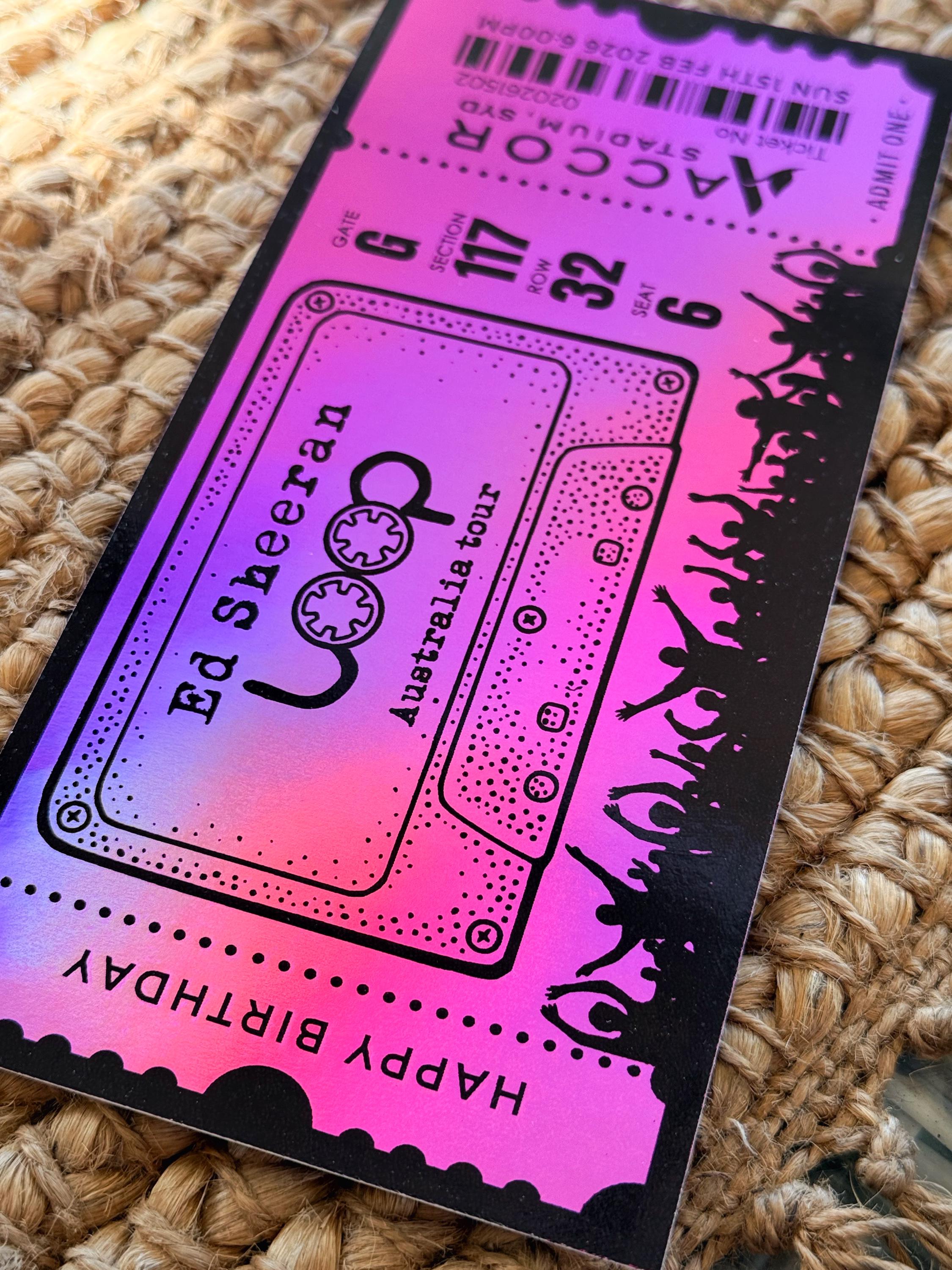 Personalised Foil Concert Ticket Ed Sheeran Loop Tour, Scrapbook ...