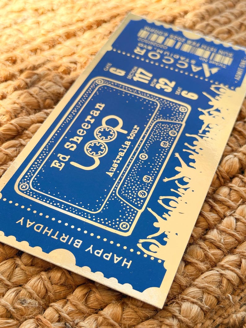 Personalised Foil Concert Ticket Ed Sheeran Loop Tour, Scrapbook ...