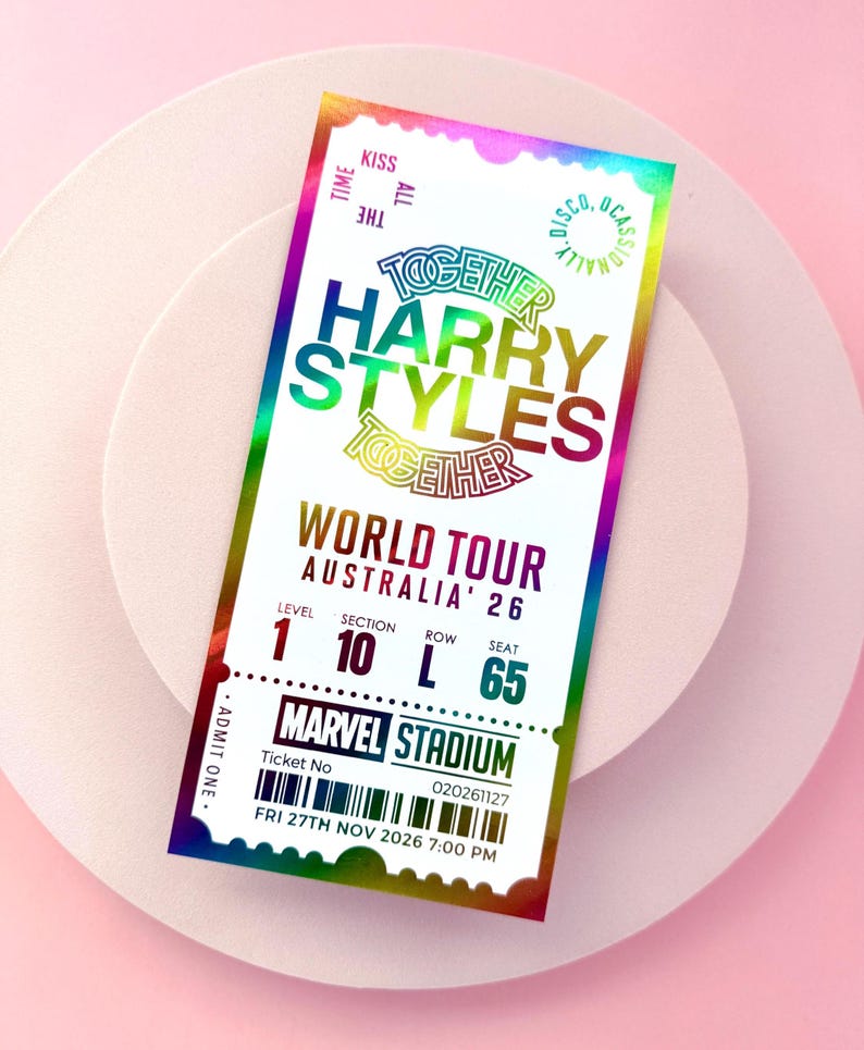 Personalised Harry Styles Foil Concert Ticket, Scrapbook Keepsake ...