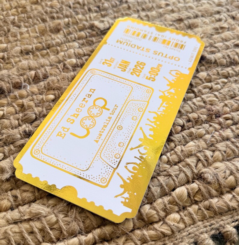 Personalised Foil Concert Ticket Ed Sheeran Loop Tour, Scrapbook ...