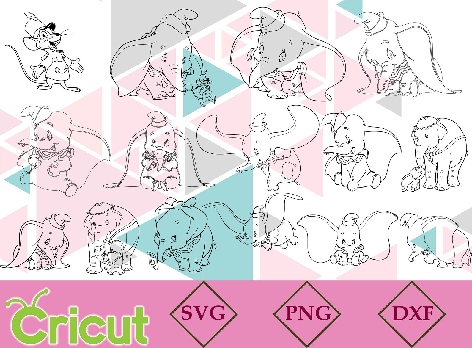 Dumbo svg dxf png Dumbo outline bundle svg dxf png Dumbo | Etsy