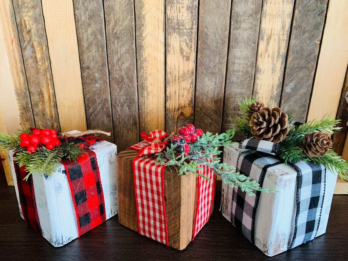 Farmhouse Rustic Faux Wood Presents. Christmas Porch Decor . - Etsy