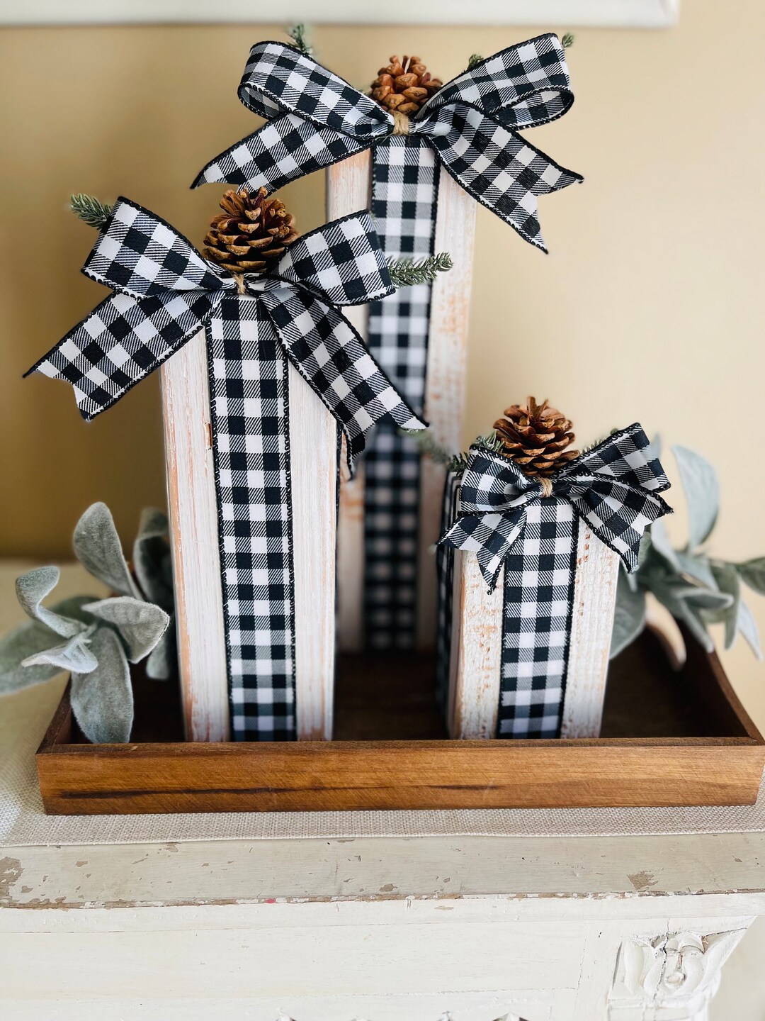 Wood Block Christmas Presents, Christmas Block Presents, Wooden ...