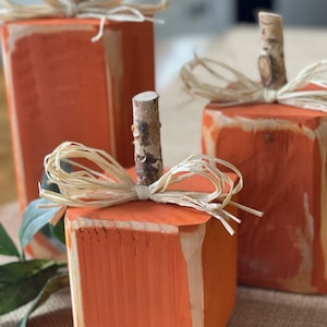 Farmhouse Fall Decor Three Piece Pumpkin Set, Wood Pumpkins, Rustic Pumpkins, Rustic Fall ...