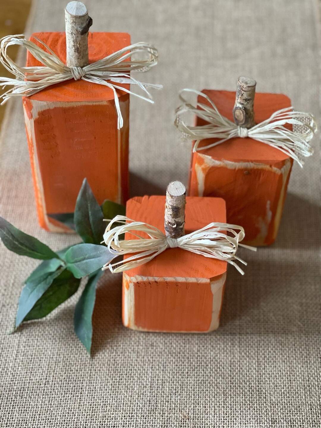 Farmhouse Fall Decor Three Piece Pumpkin Set, Wood Pumpkins, Rustic Pumpkins, Rustic Fall ...