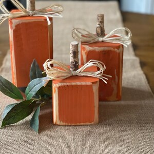 Farmhouse Fall Decor Three Piece Pumpkin Set, Wood Pumpkins, Rustic Pumpkins, Rustic Fall ...