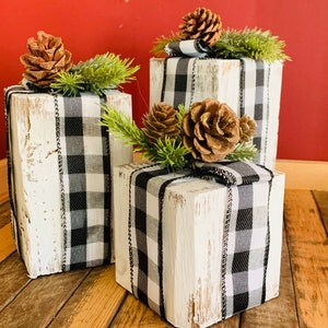 Wood Block Christmas Presents Christmas Block Presents Wooden Presents ...