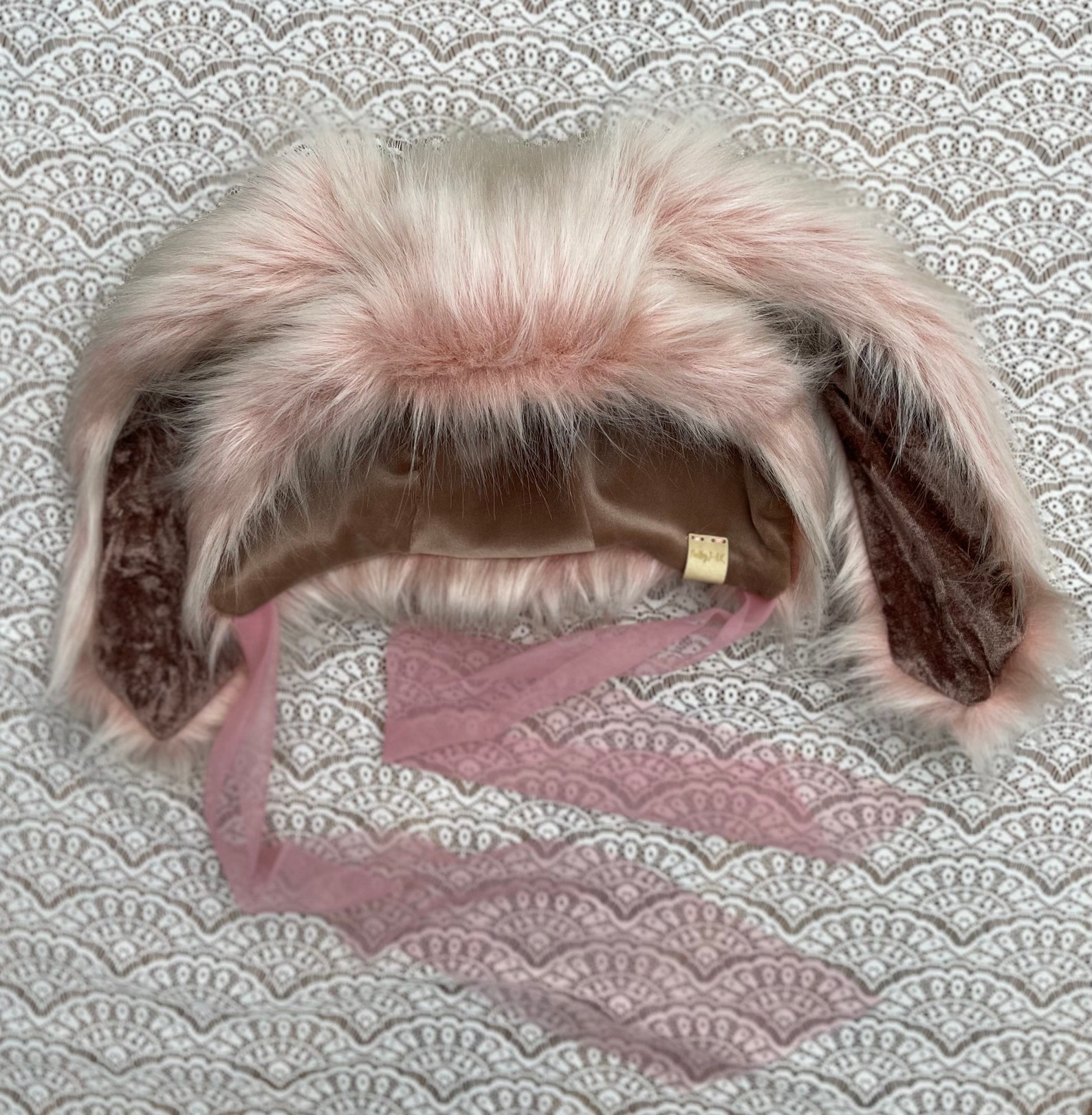 Dusty Pink Fur Bunny Rabbit Hat/ Bonnet for Kids and | Etsy