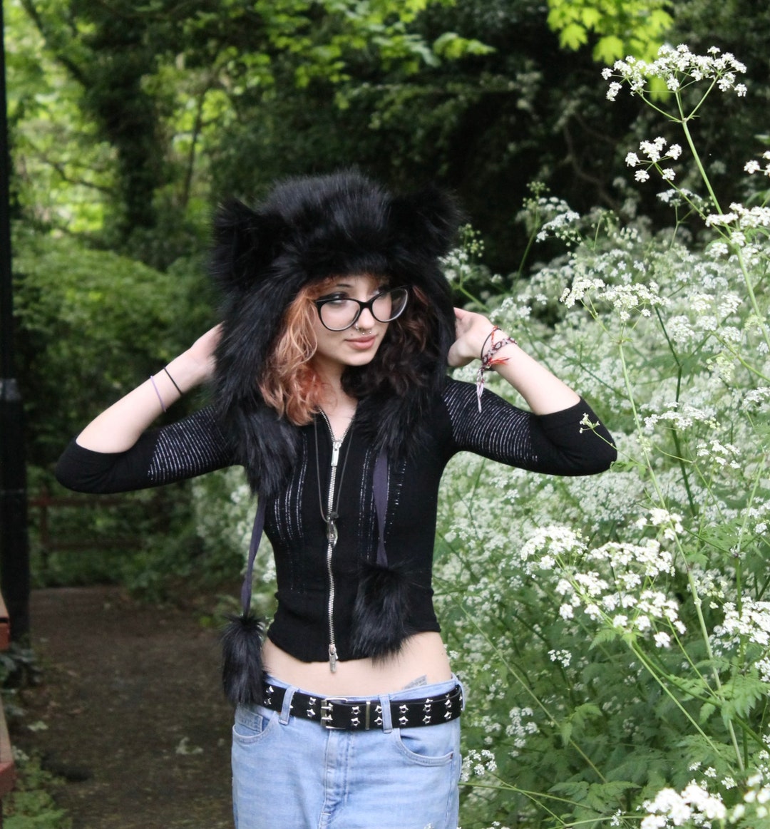 Black Wolf Hat - Etsy