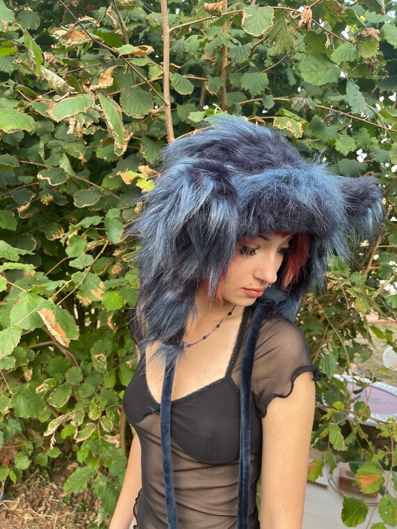 Two Toned Blue Wolf Hat - Etsy