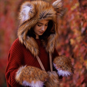 Fox Style Hood With Pom-poms - Etsy