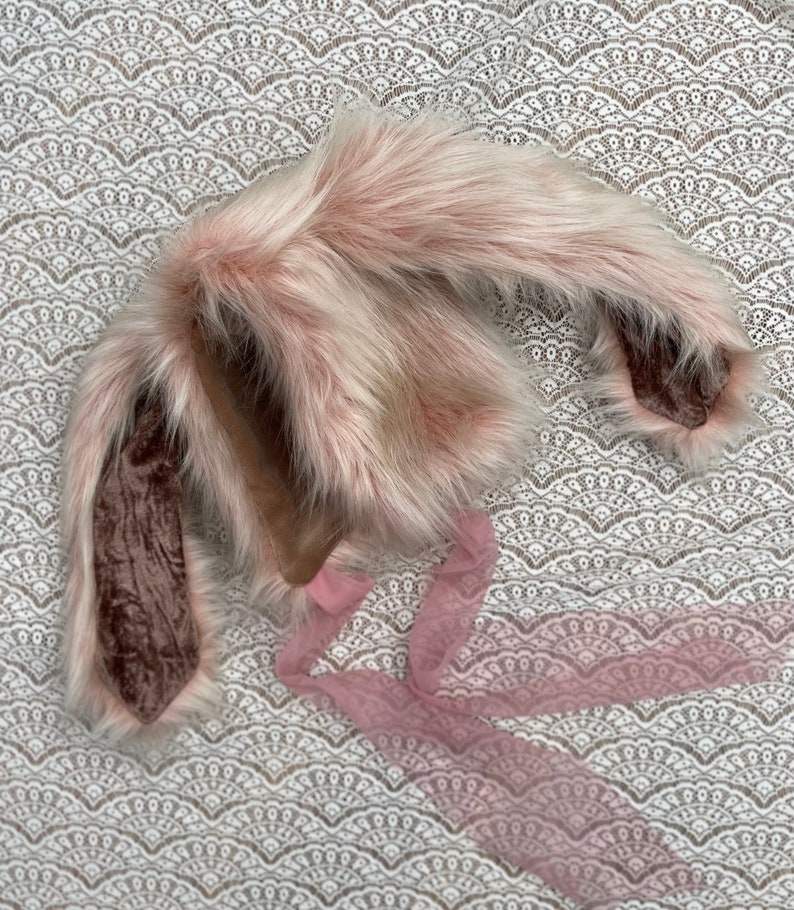 Dusty Pink Fur Bunny Rabbit Hat/ Bonnet for Kids and - Etsy
