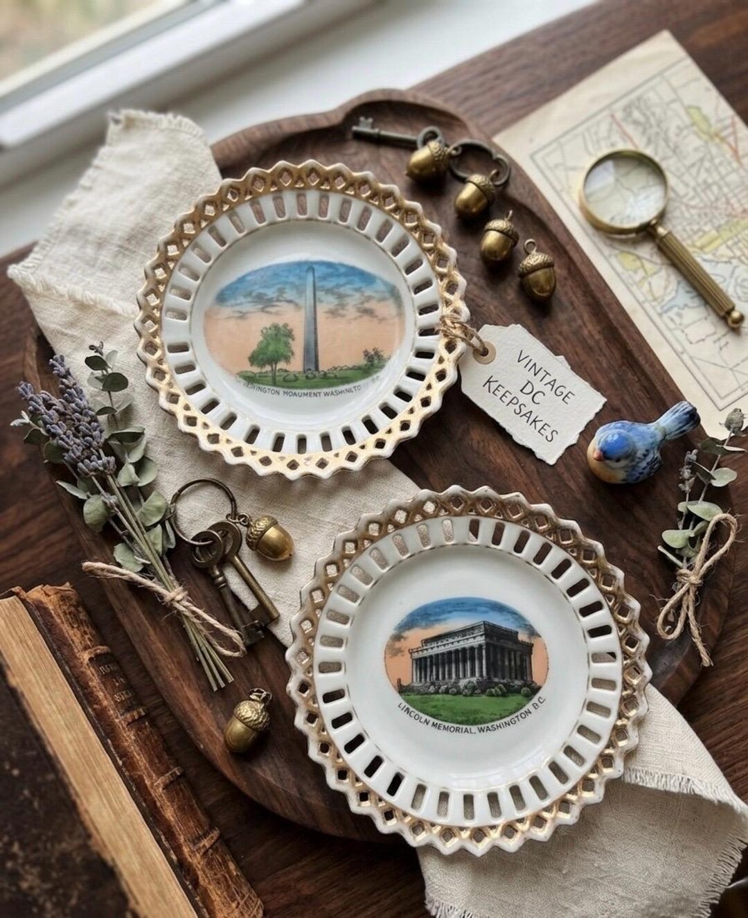 Washington Monument and Lincoln Memorial Souvenir Plates With ...