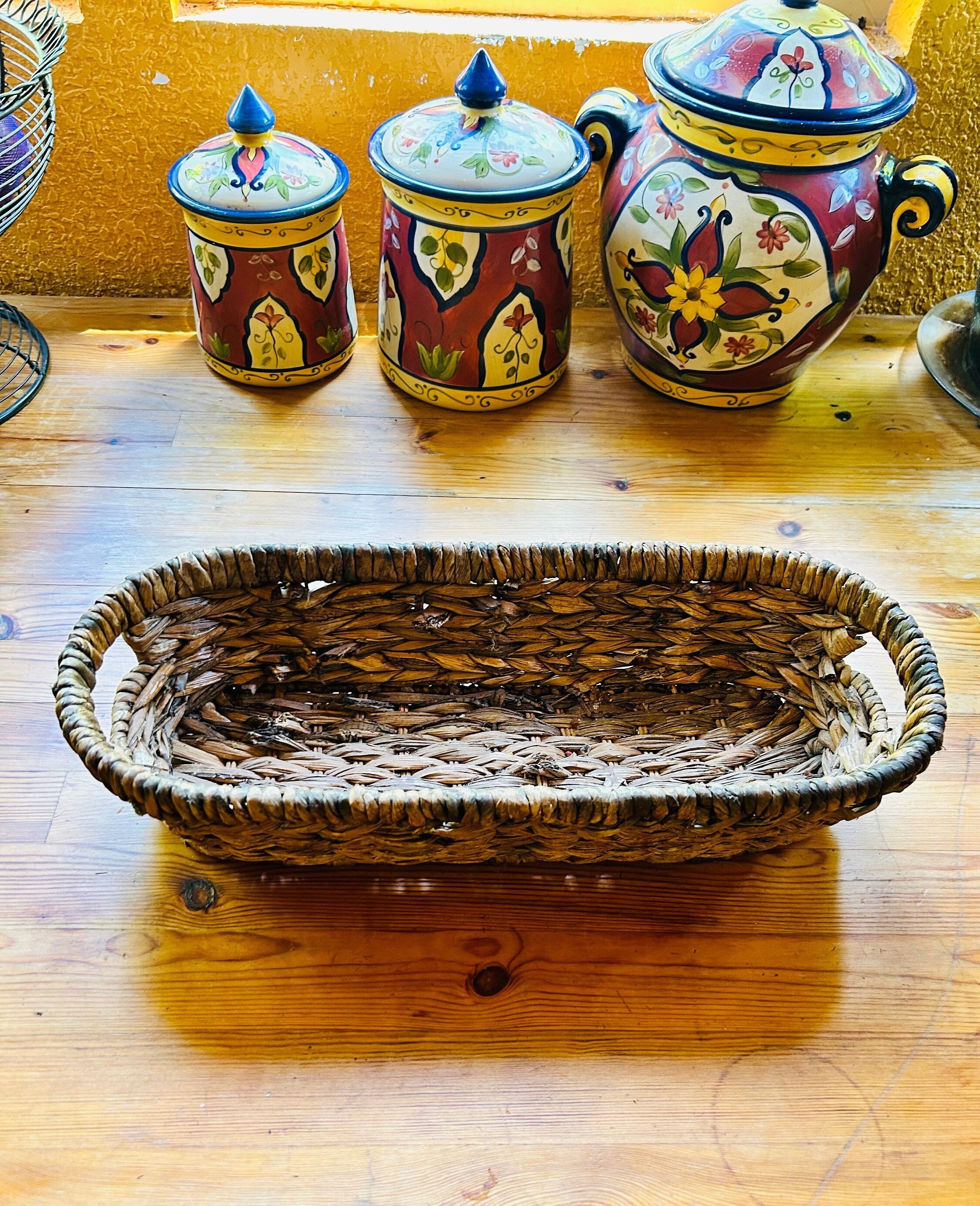 Large, Sturdy Oval Shaped Bread Basket, Storage, Primitive, Kitchen ...