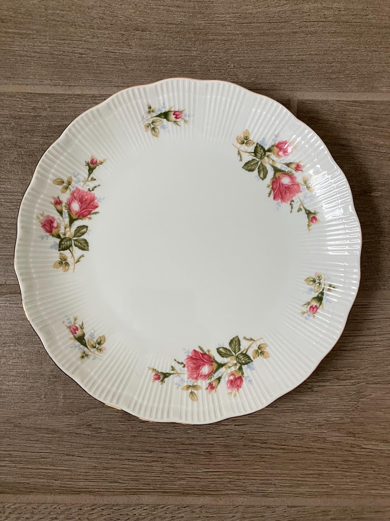 Walbrzych Rose Crest Plates, Made in Poland, Raised Gold Edges Rose ...