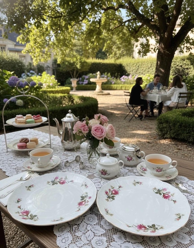 Walbrzych Rose Crest Plates, Made in Poland, Raised Gold Edges Rose ...