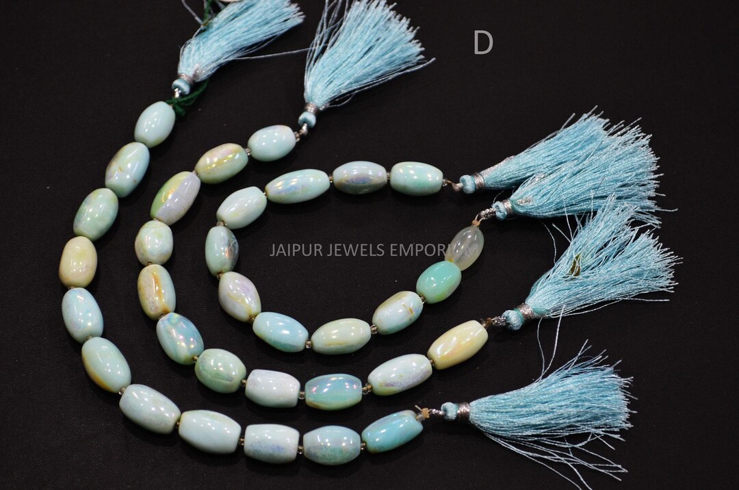 Peruvian Blue Opal Tube Shape Beads , Blue Opal Metallic Coated Smooth ...