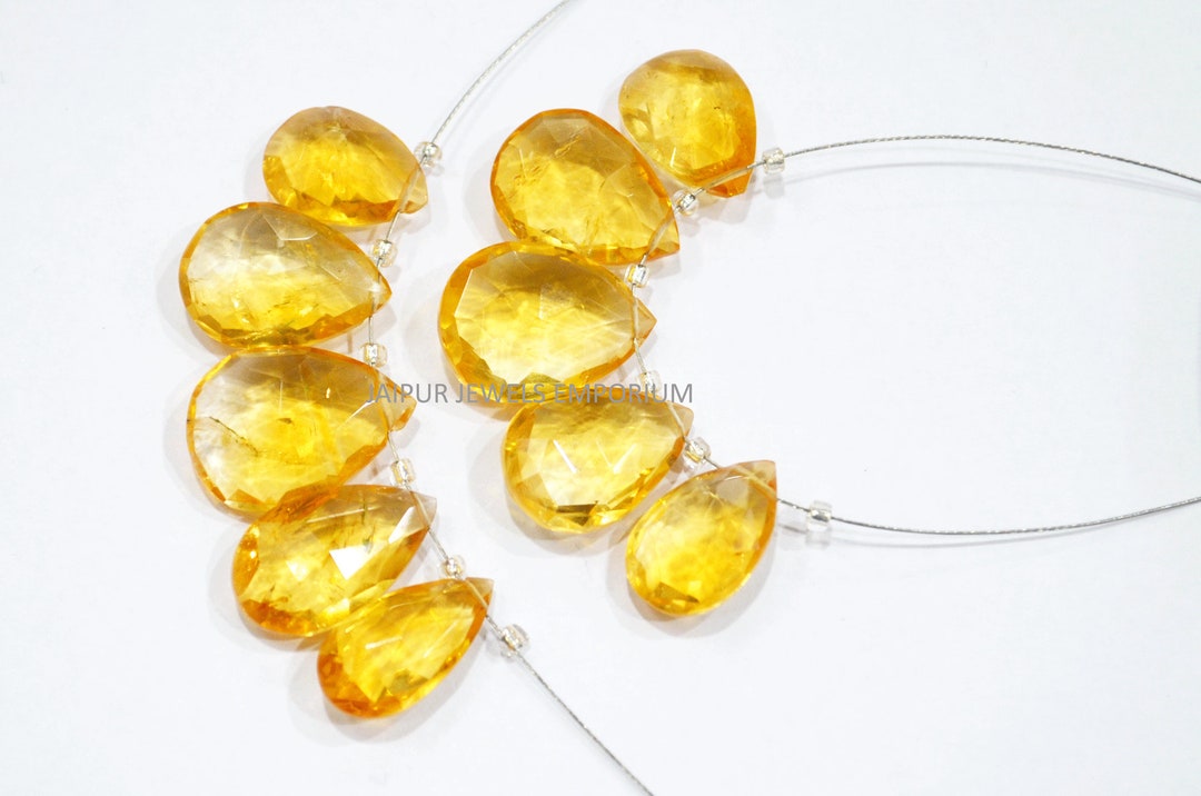 5 Pieces Classic Citrine Pear Shape Beads , Natural Citrine Pear Shape ...