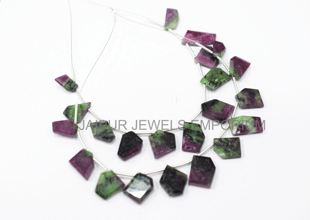 11 Pieces Ruby Zoisite Flat Tablet Shape Briolettes , Ruby Zoisite ...