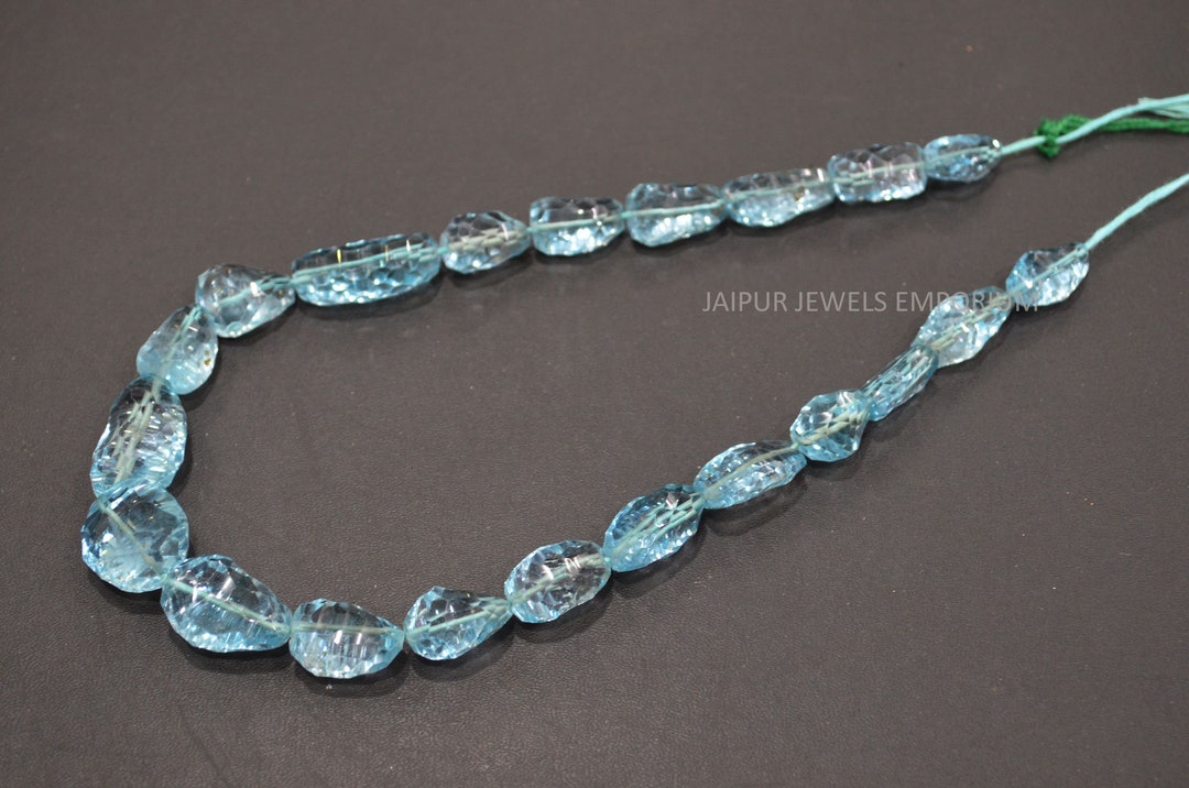 Natural Sky Blue Topaz Nuggets Shape Beads , Fascinating Sky Blue Topaz ...