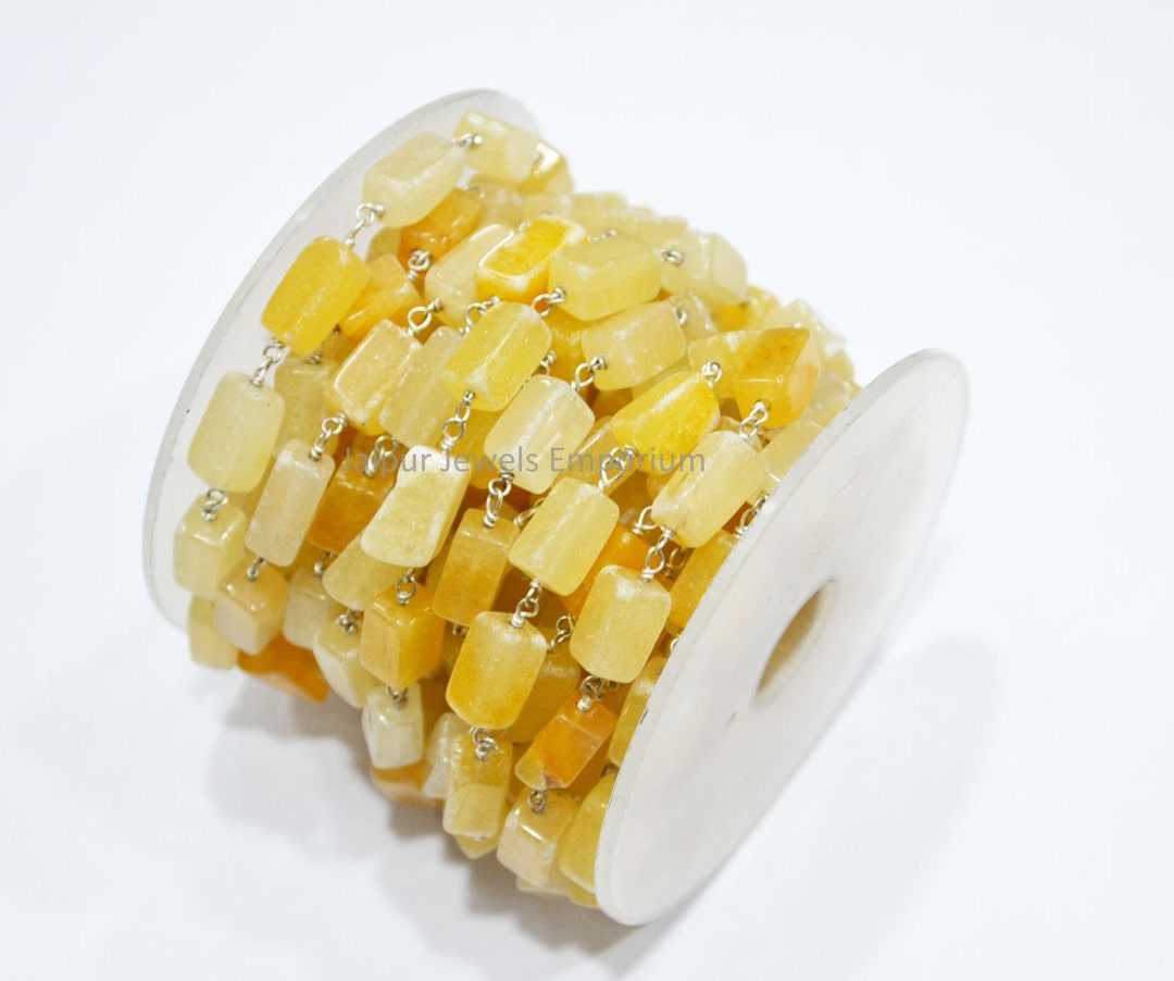 Yellow Peach Aventurine Smooth Rosary Chain , Yellow Peach Aventurine ...