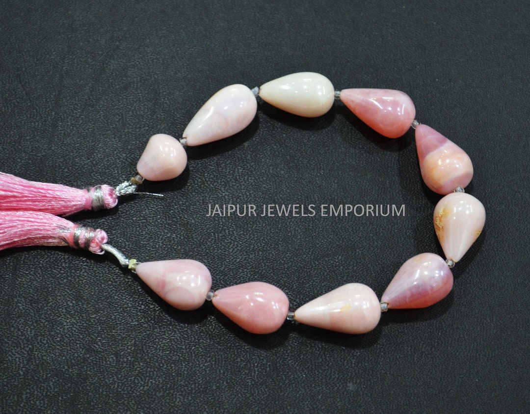 Pink Peruvian Opal Tear Drops Shape Beads, Pink Peruvian Opal AB Silver ...