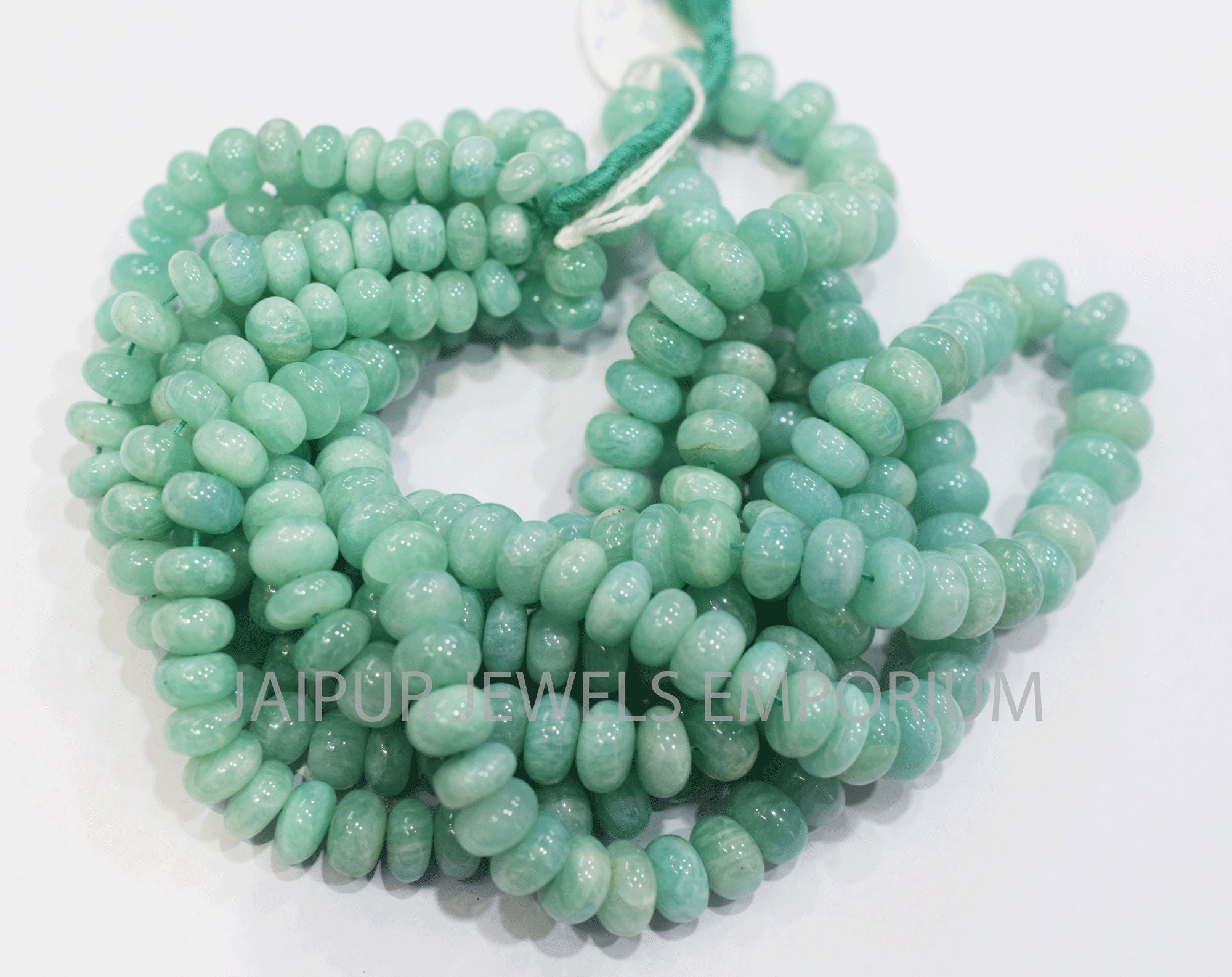 Natural Amazonite Smooth Rondelle Beads Beautiful Amazonite | Etsy