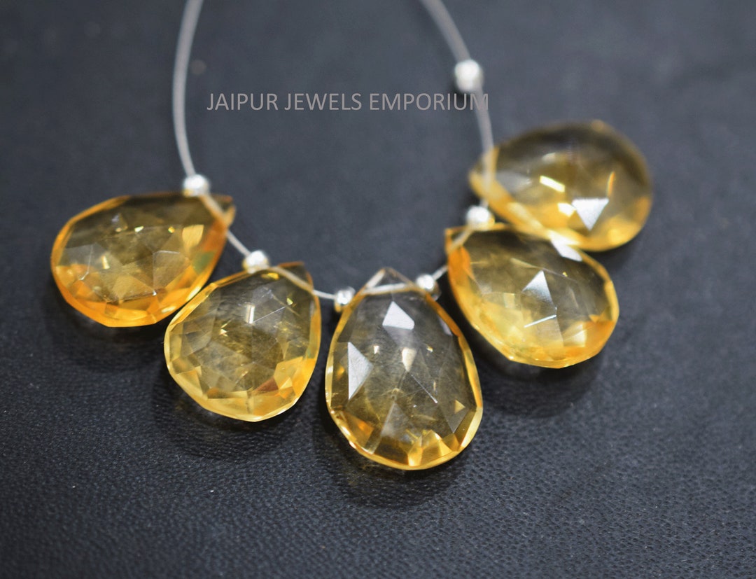 5 Pcs Classic Citrine Pear Shape Beads , Natural Citrine Pear Shape ...