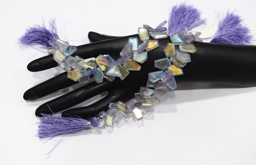 Pink Amethyst Metallic Coated Crown Cut Tablets Beads , Pink Amethyst ...