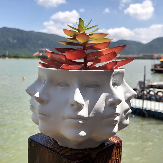 3D Printed Face Vase Planter Face Pot Multi Face Vase Goth Planter Face ...
