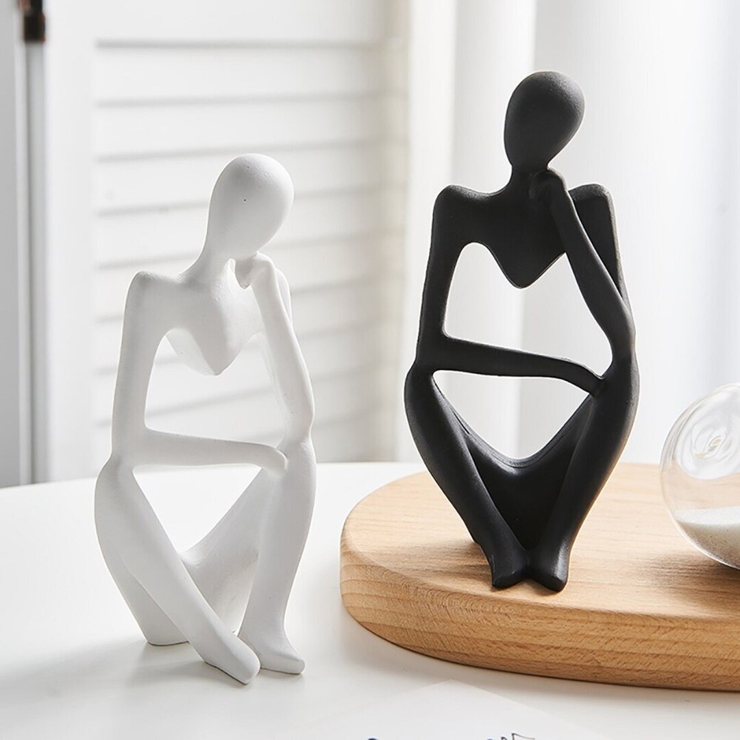 Resin Nordic Abstract Thinker Statue, Thinker Figurine, Handmade Craft ...