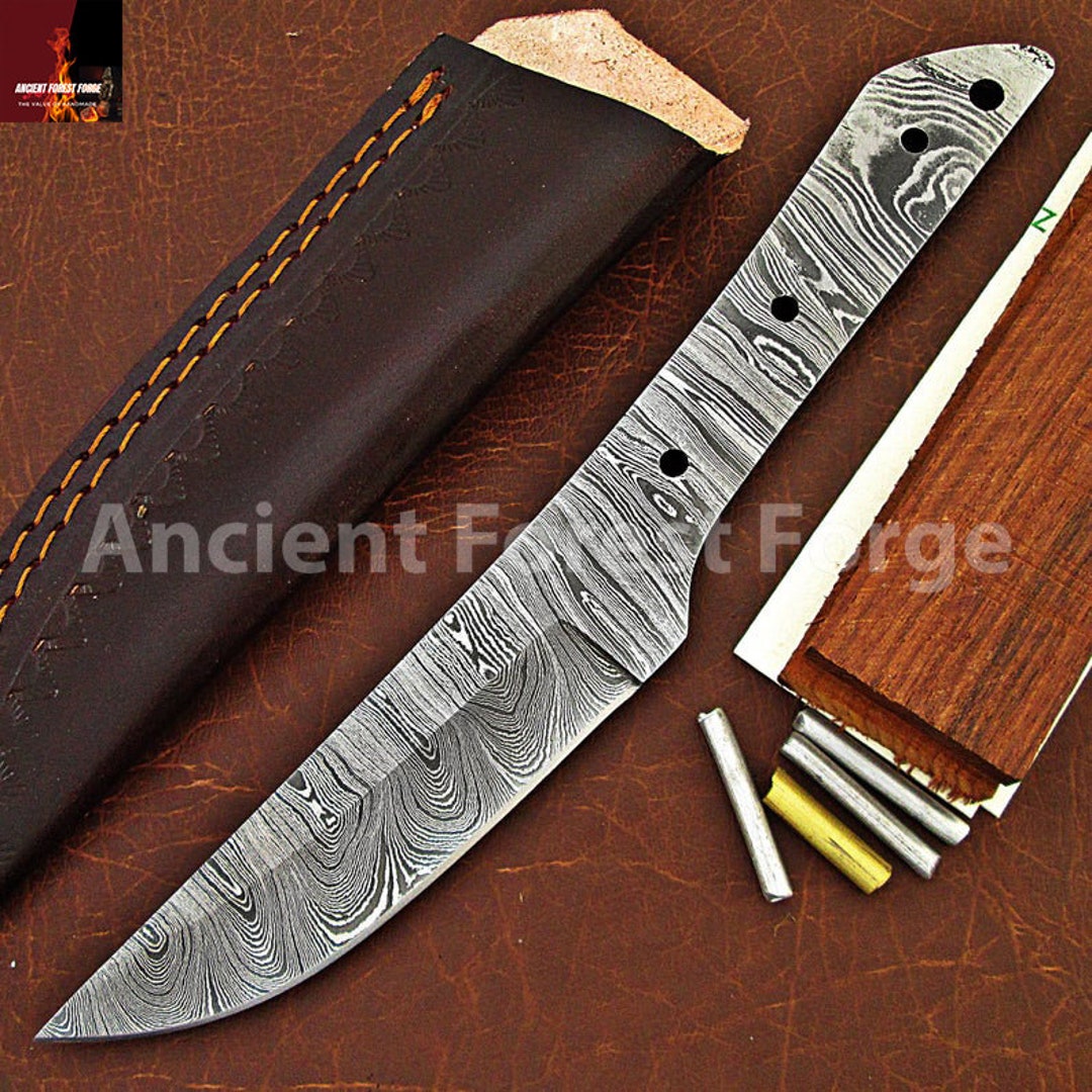 Damascus Knife Making Kit DIY Damascus Steel Includes Blank Blade, Pins ...